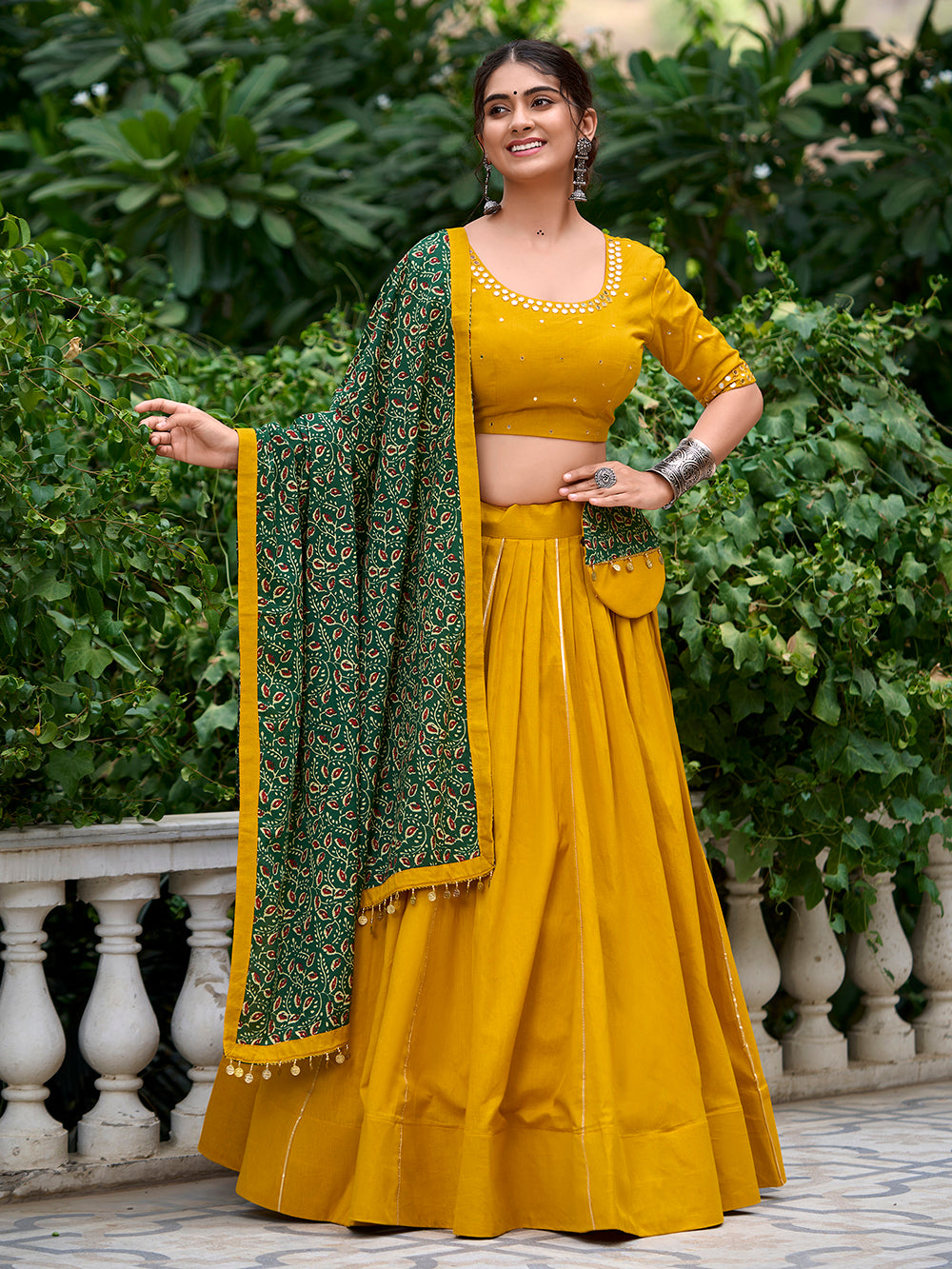 Mustard Color Plain With Gota Patti Cotton Lehenga Choli – Looknbook Art