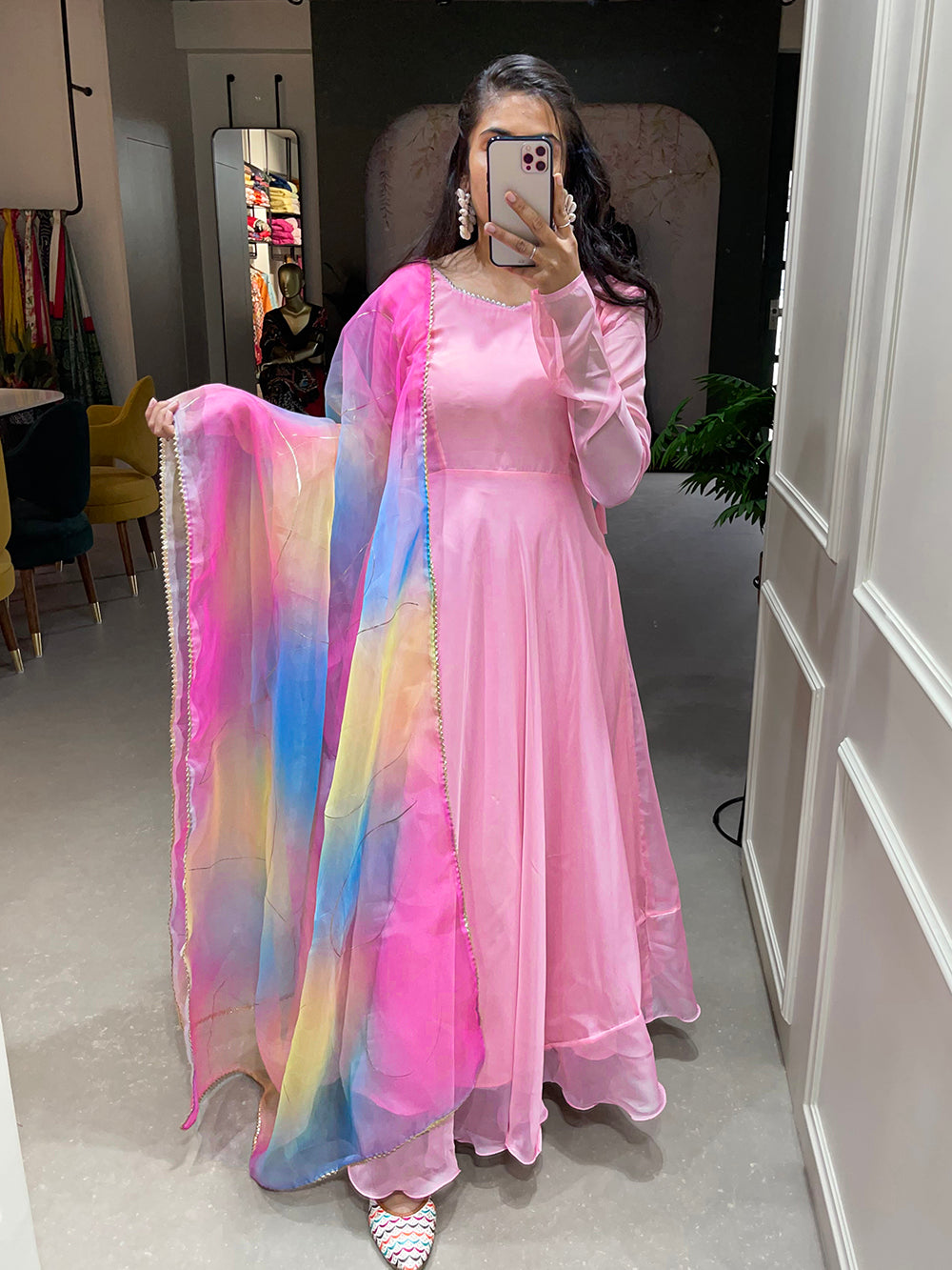 Light Pink Color Simple Soft Organza Dress – Looknbook Art
