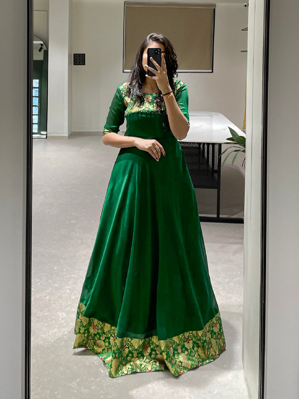 Green Color Weaving Zari Work Rangoli Silk Dress – Looknbook Art